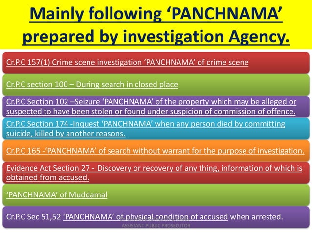 Role of ‘panchnama’ in criminal justice An outline.. | PPTX | Crime ...