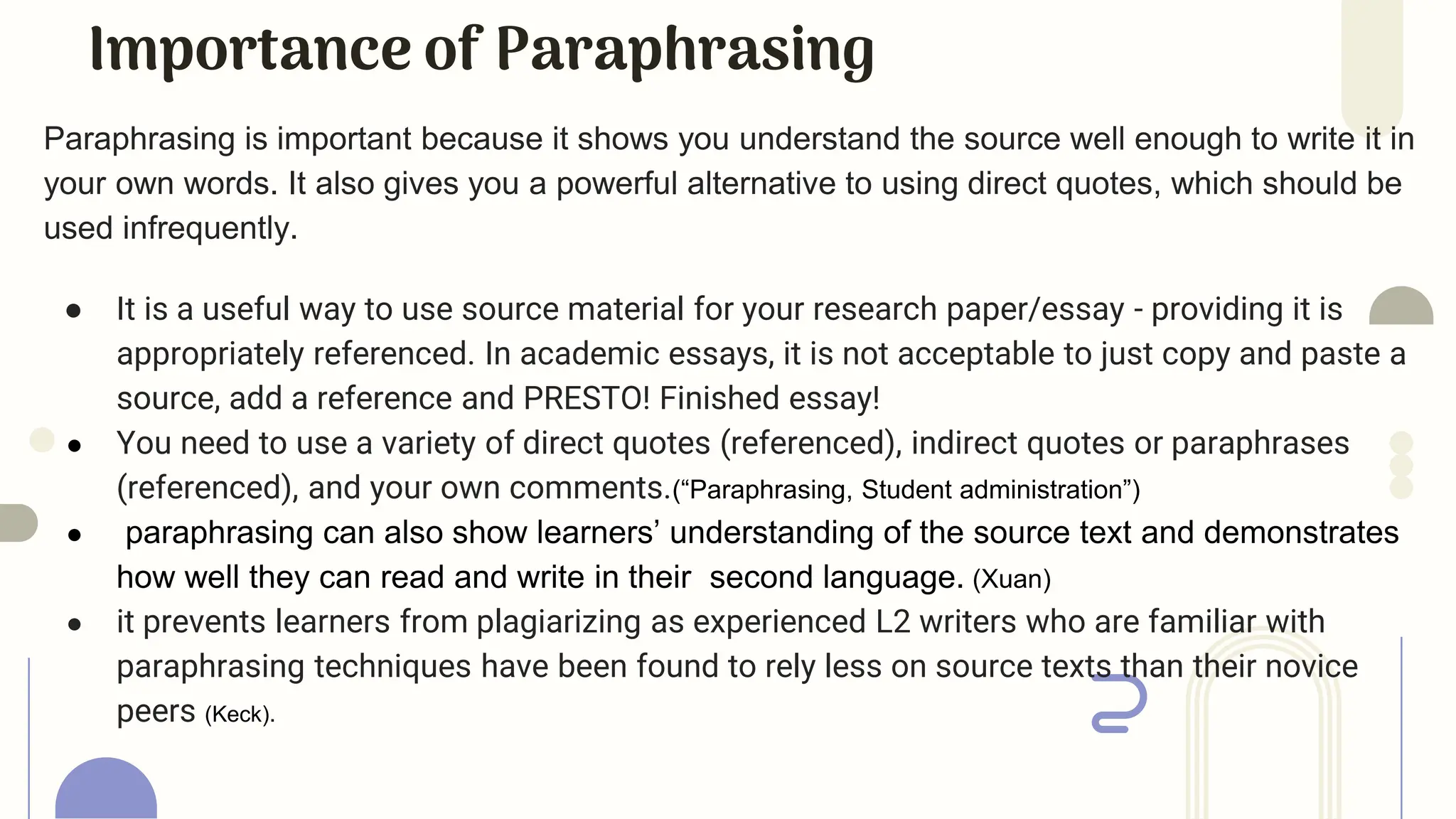 Role of Paraphrasing in Research Writing | PPTX