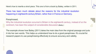 Role of Paraphrasing in Research Writing | PPTX