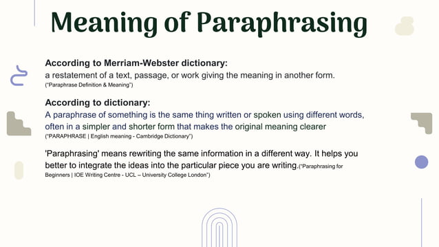 Role of Paraphrasing in Research Writing | PPTX