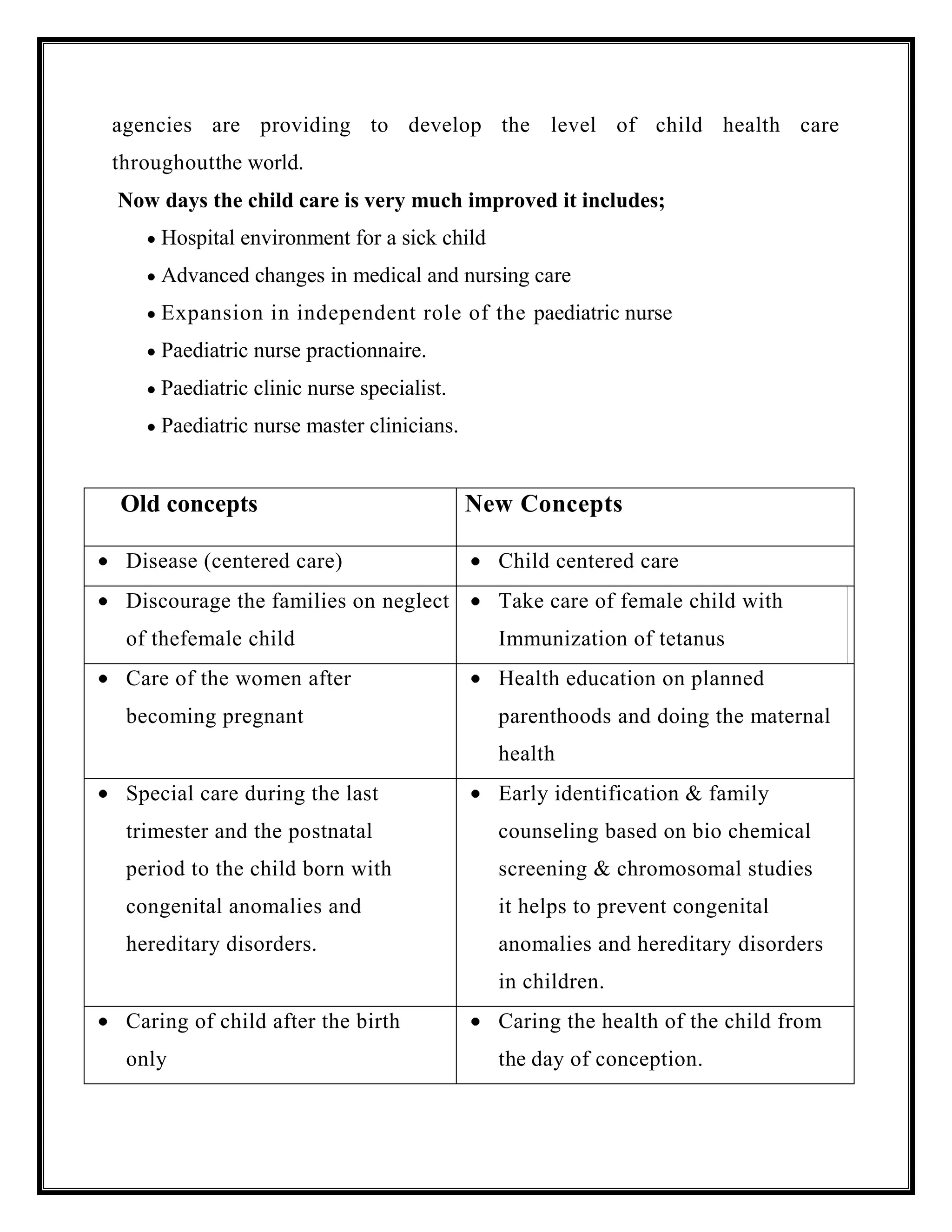 Role of pediatric nurse in child care | DOCX