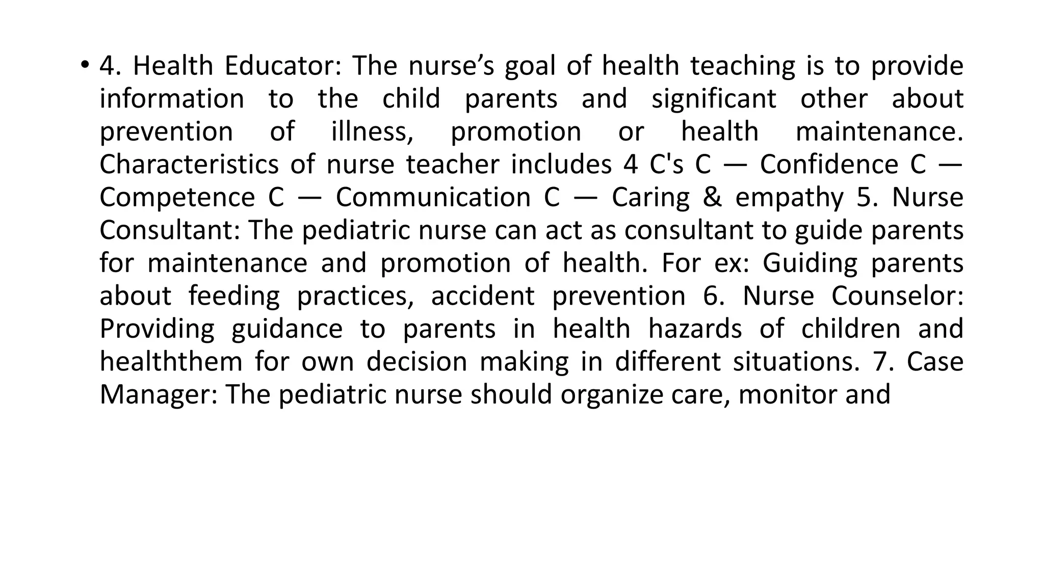 ROLE OF PEDIATRIC NURSE IN CHILD CARE at hospital.pptx