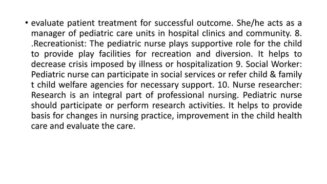 ROLE OF PEDIATRIC NURSE IN CHILD CARE at hospital.pptx