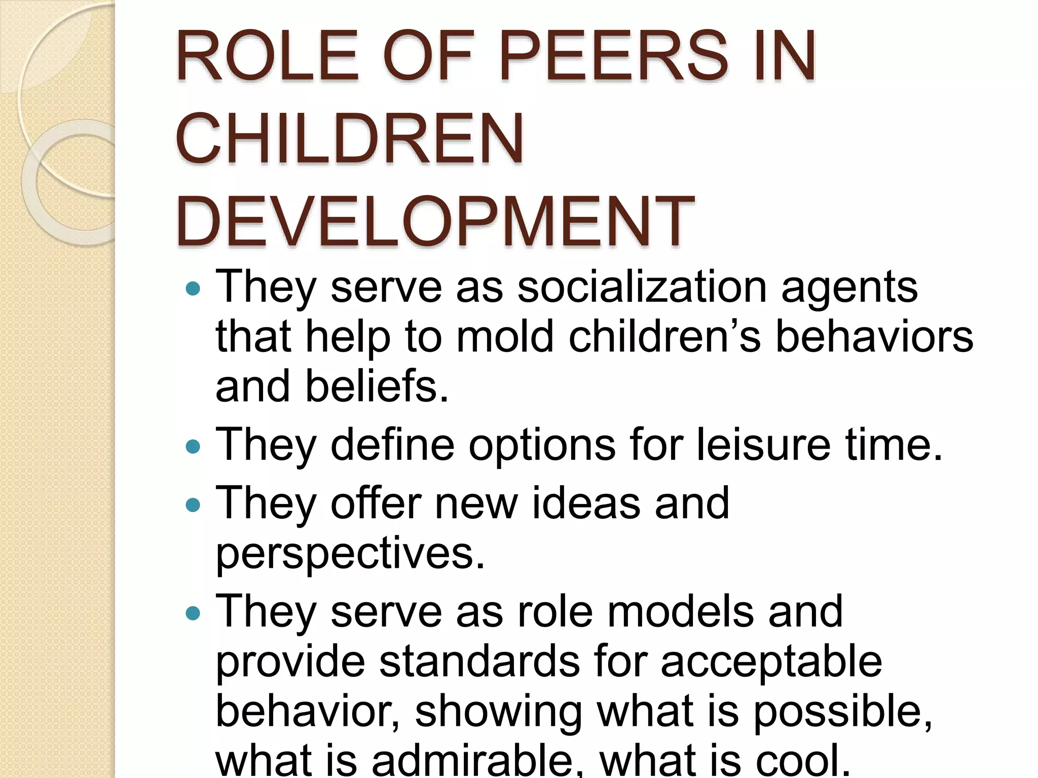 Role of Peers in Children Development | PPTX
