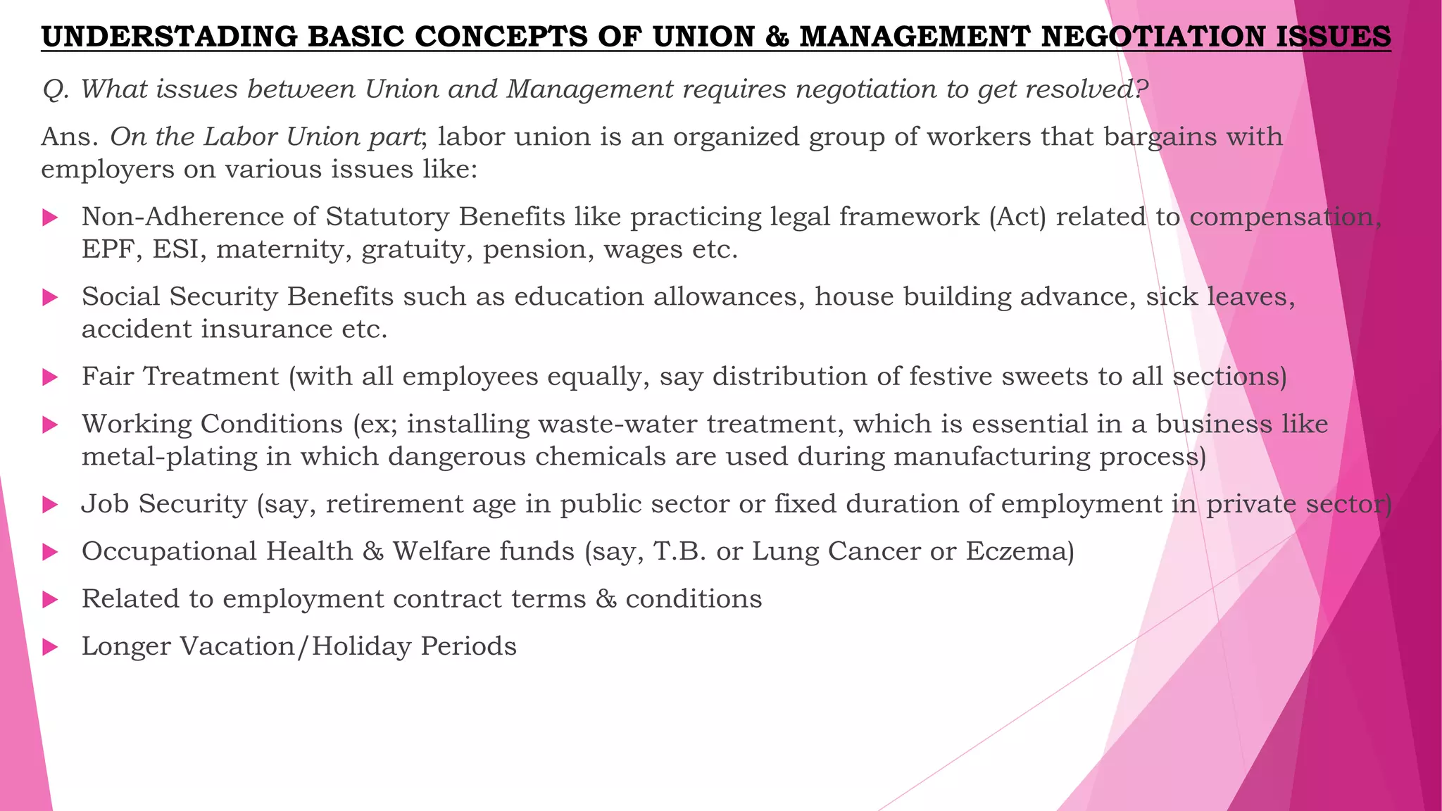 Role of perception, emotions & cognition in negotiation between Union ...