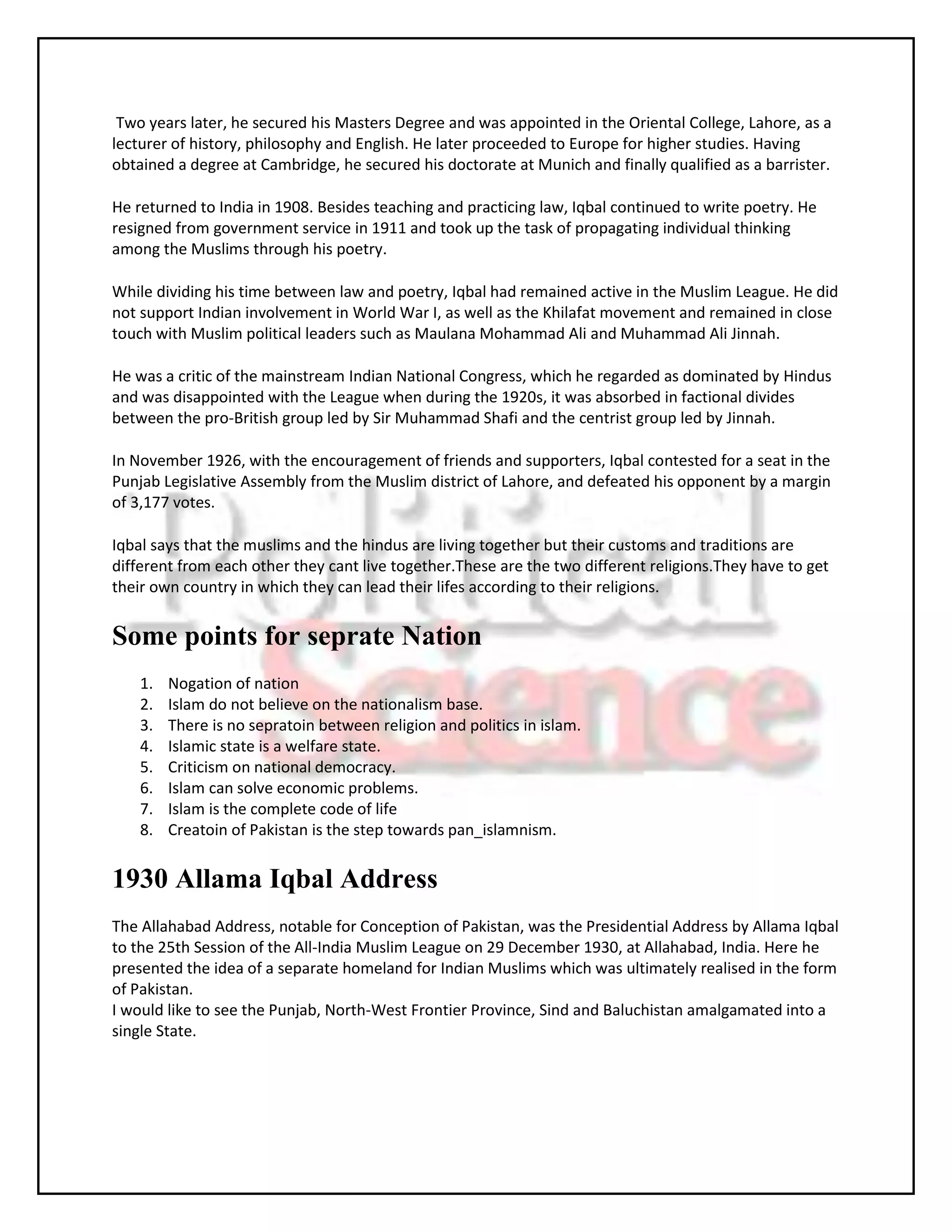 Role of personalities in pakistan movement | DOCX