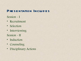 Role of personnel dept | PPS
