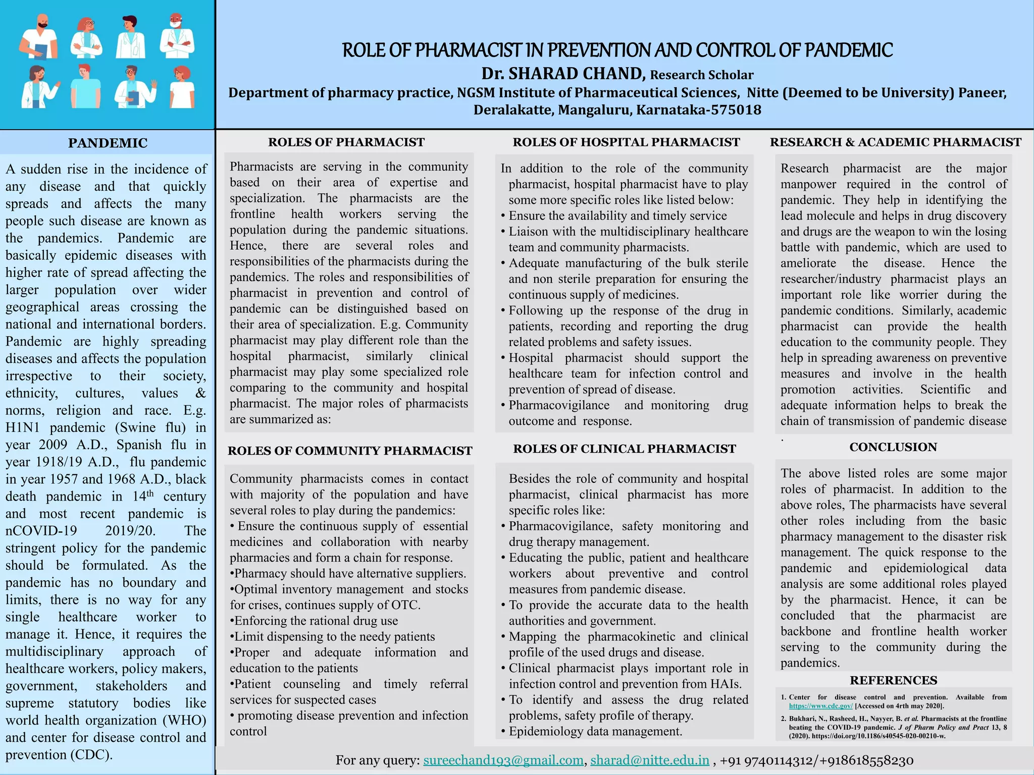 Role of pharmacist in prevention and control of pandemic | PPT