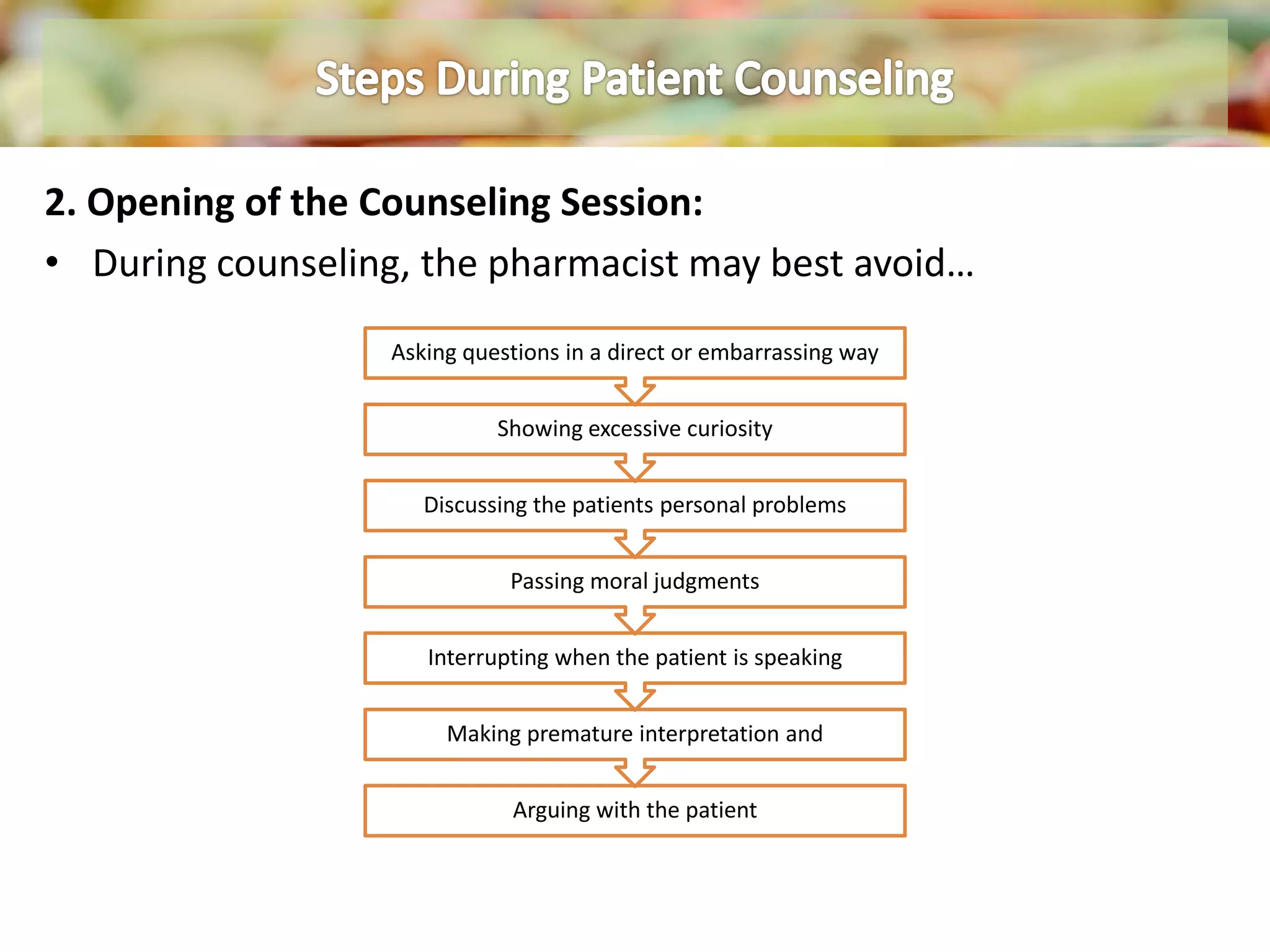 Role of pharmacist in patient counselling | PPTX