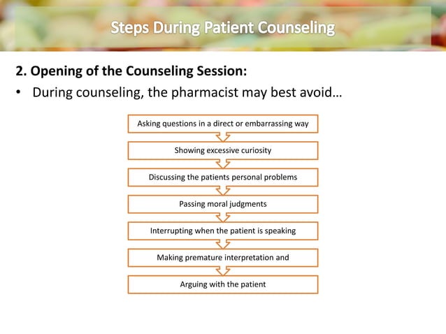 Role of pharmacist in patient counselling | PPTX