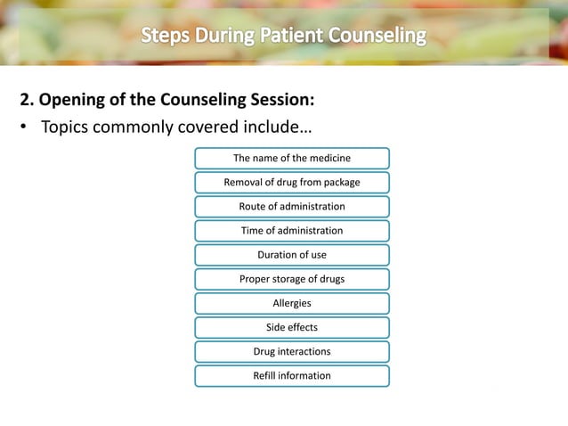 Role of pharmacist in patient counselling | PPTX