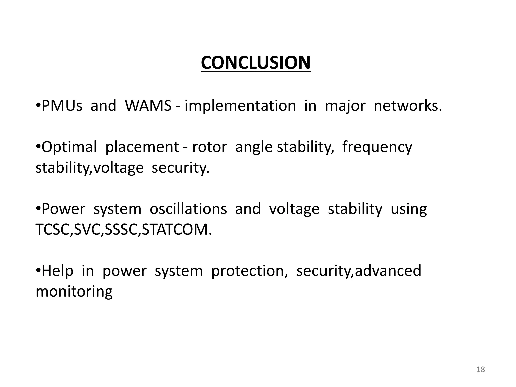 Role of phasor measuring unit in power system | PPTX