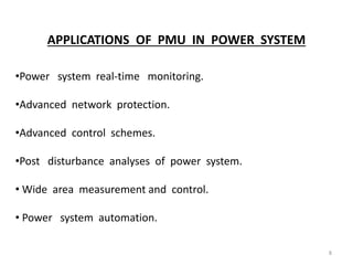 Role of phasor measuring unit in power system | PPTX