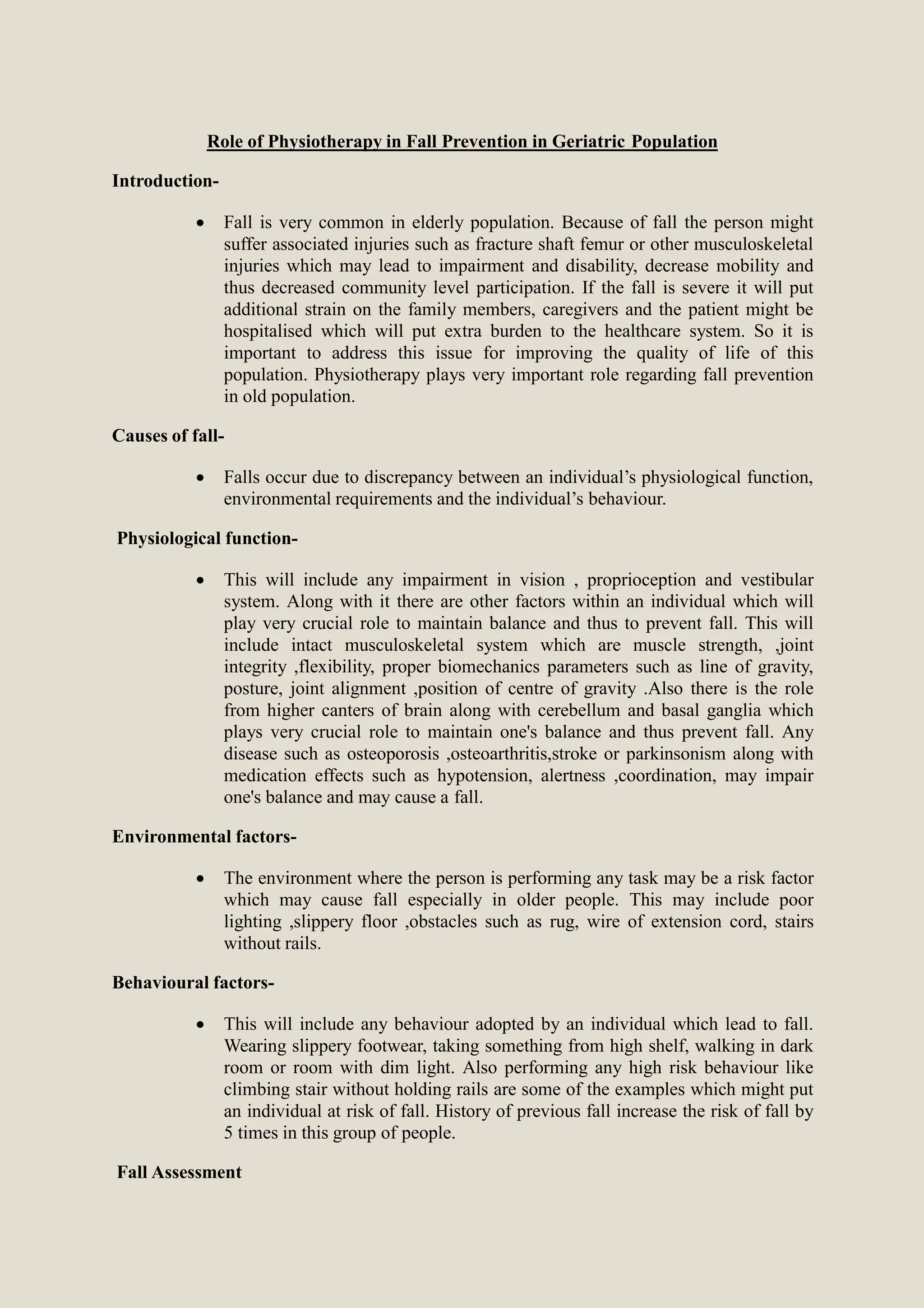 Role of physiotherapy in fall prevention in geriatric | PPT