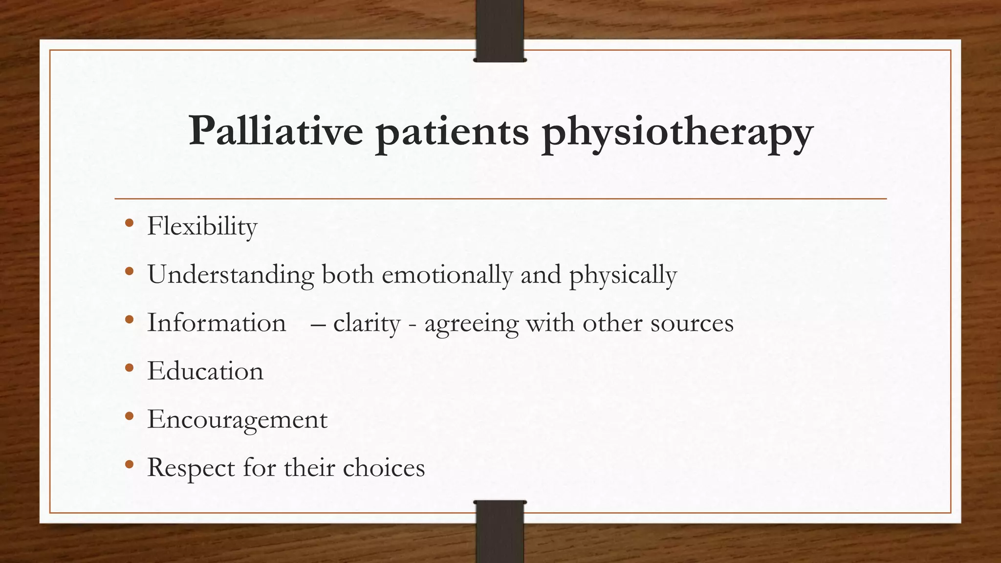 Role of physiotherapy in in patient dempartment | PPTX