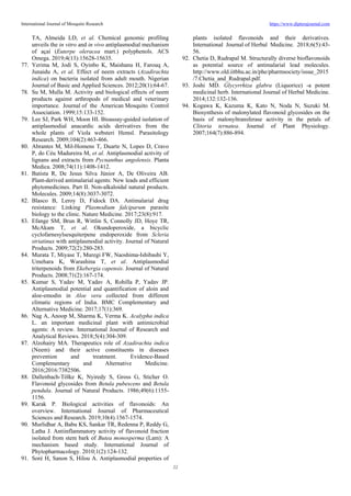 Role of plant secondary metabolites as potential antimalarial drugs | PDF