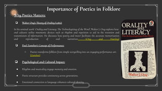 Role of Poetics in folklore Oral Traditions | PDF