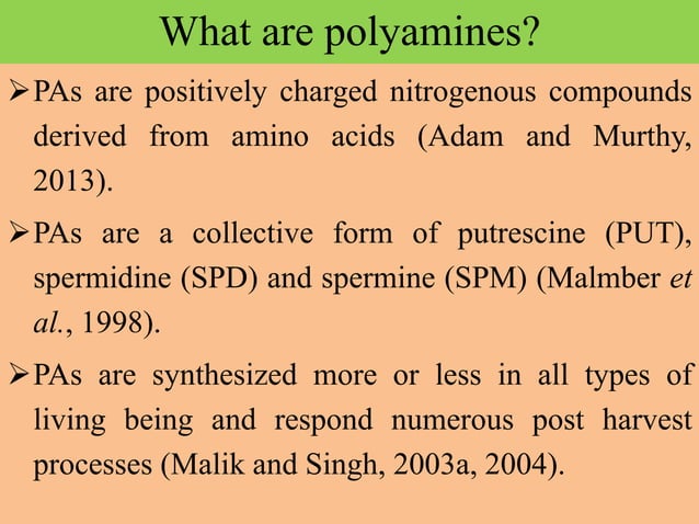 Role of polyamine in post harvest management of fruits | PPTX