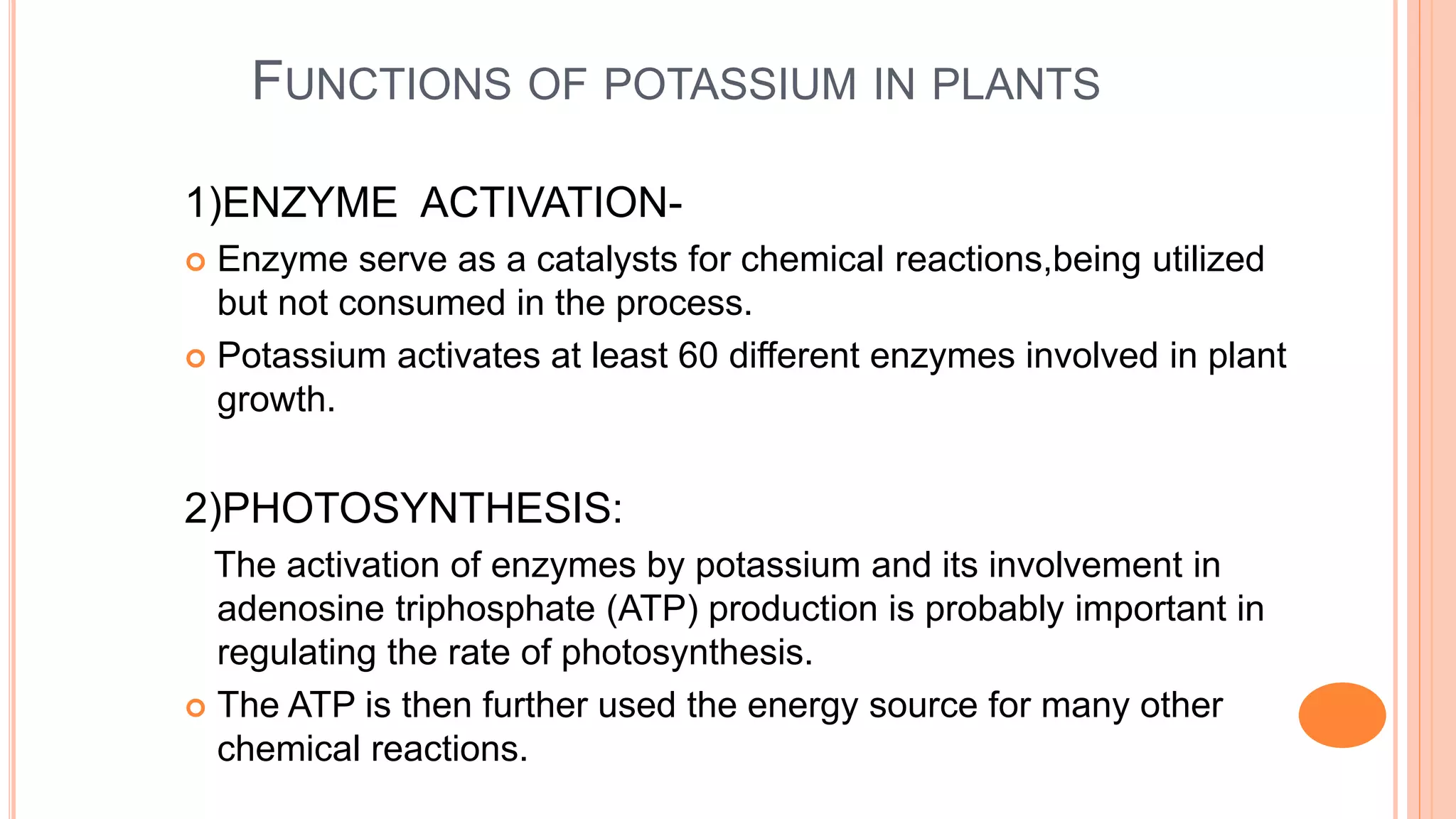 Role of potassium in field crops | PPTX