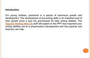 Role of Pre-Writing Skills in Preschoolers Life | PPSX