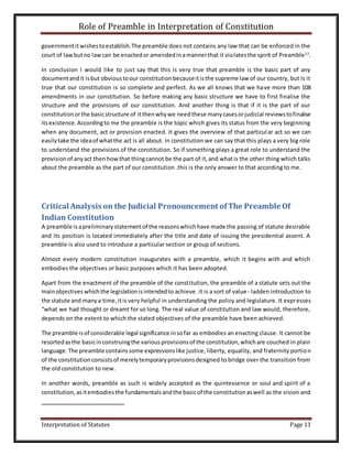 Role of preamble in the interpretation of constitution | DOCX