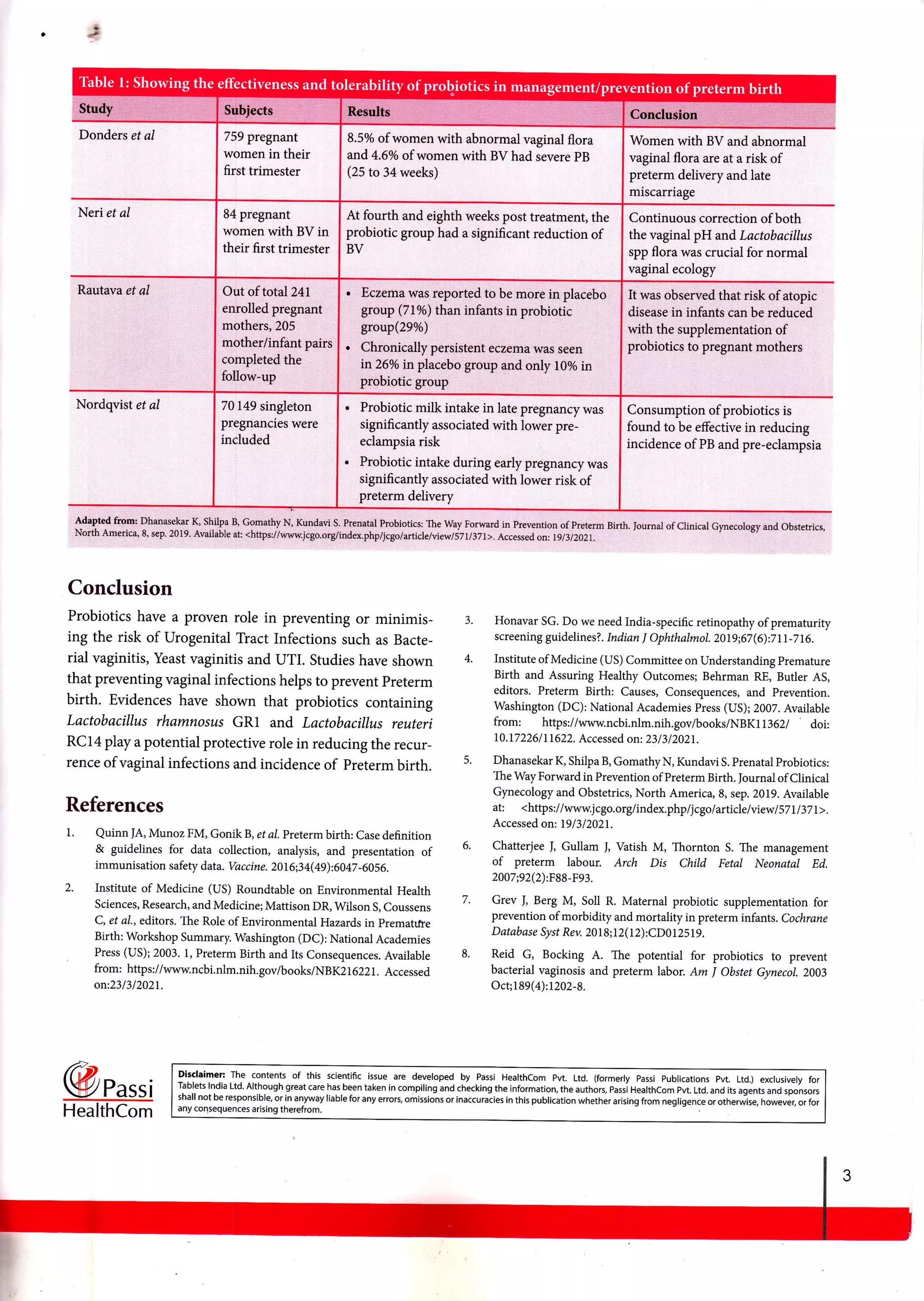 Role of prenatal probiotics in preterm birth | PDF