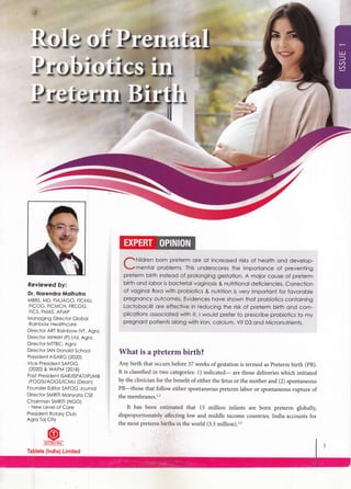 Role of prenatal probiotics in preterm birth | PDF