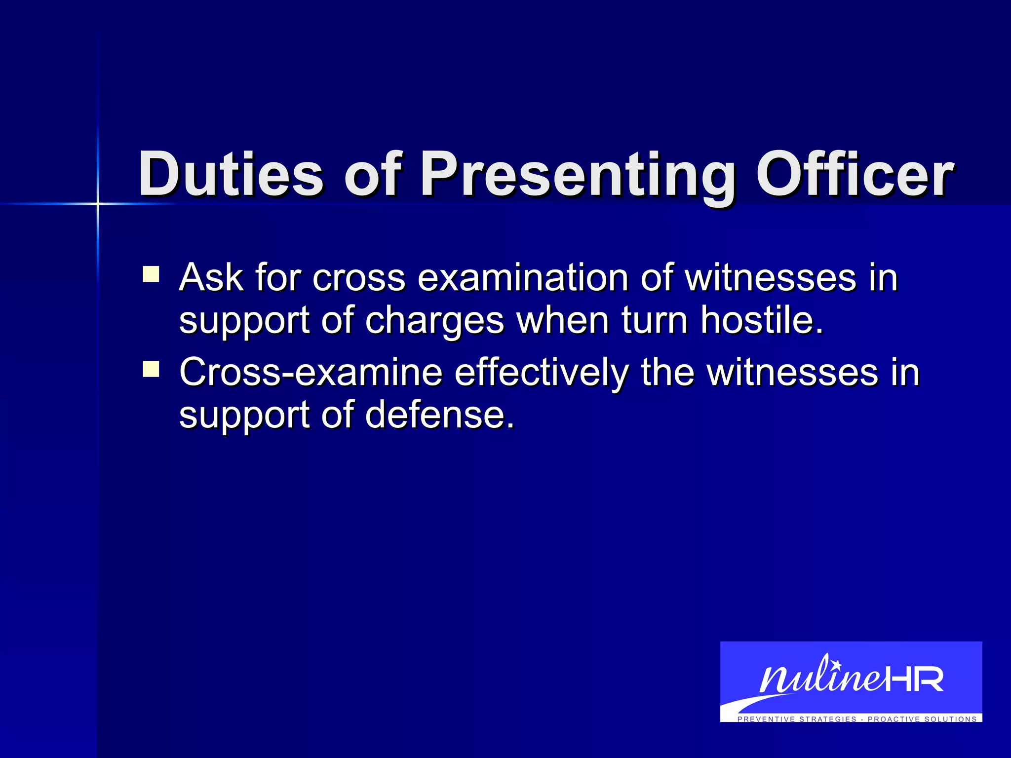 Role of Presenting Officer in Enquiry | PPT
