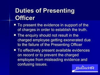Role of Presenting Officer in Enquiry | PPT