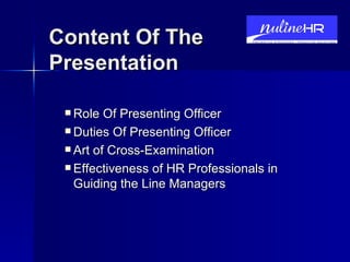 Role of Presenting Officer in Enquiry | PPT