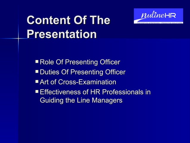 Role of Presenting Officer in Enquiry | PPT | Human Resources | Business
