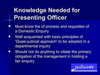 Role of Presenting Officer in Enquiry | PPT