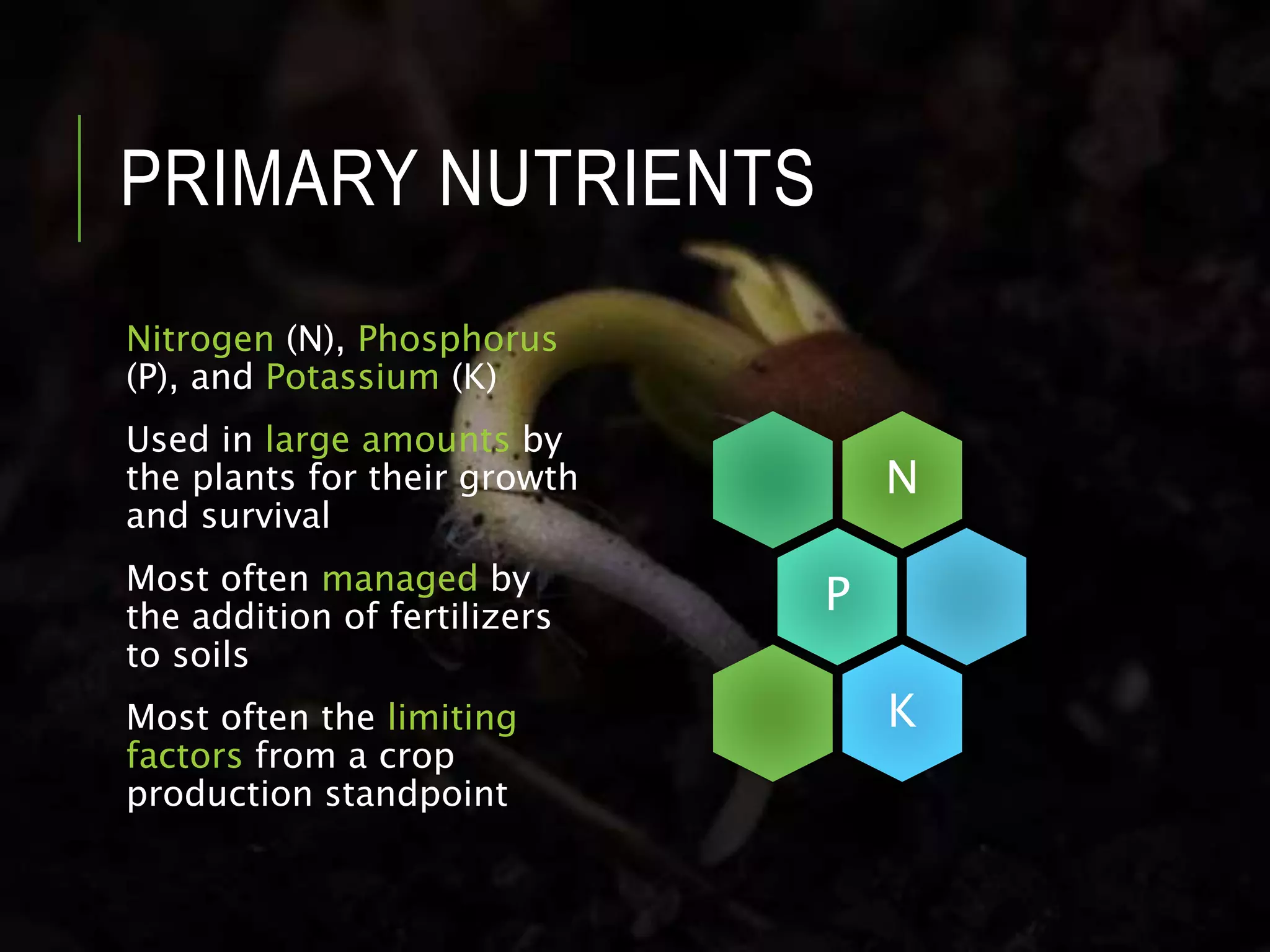 Role of primary nutrients in plants, their deficiency symptoms and ...