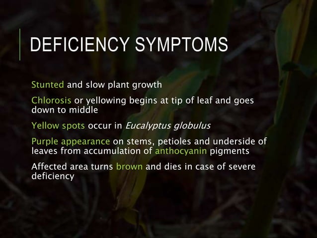 Role of primary nutrients in plants, their deficiency symptoms and ...