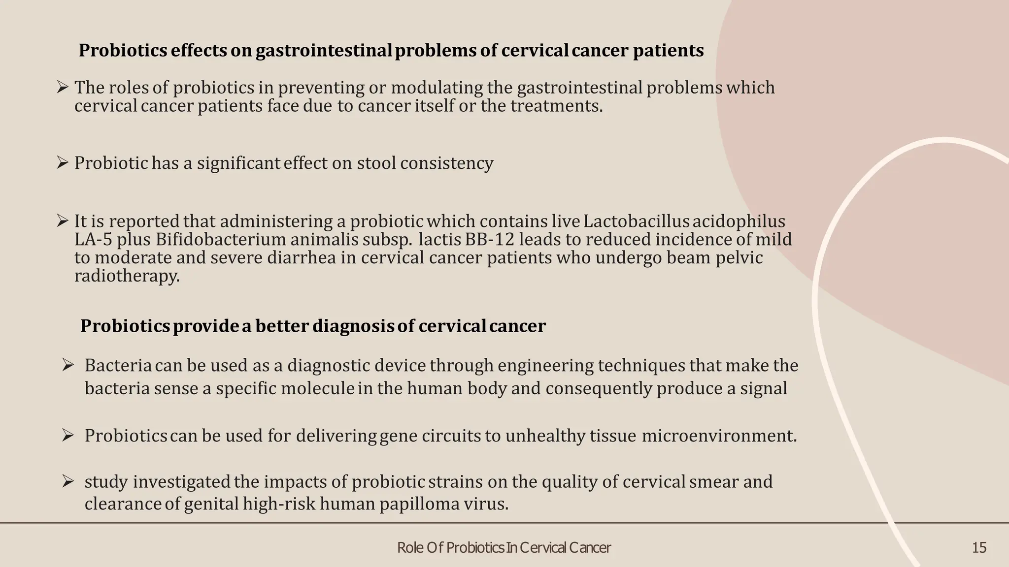 Role Of Probiotic In Cervical Cancer(ppt).pptx | Digestive Disorders | Diseases and Conditions