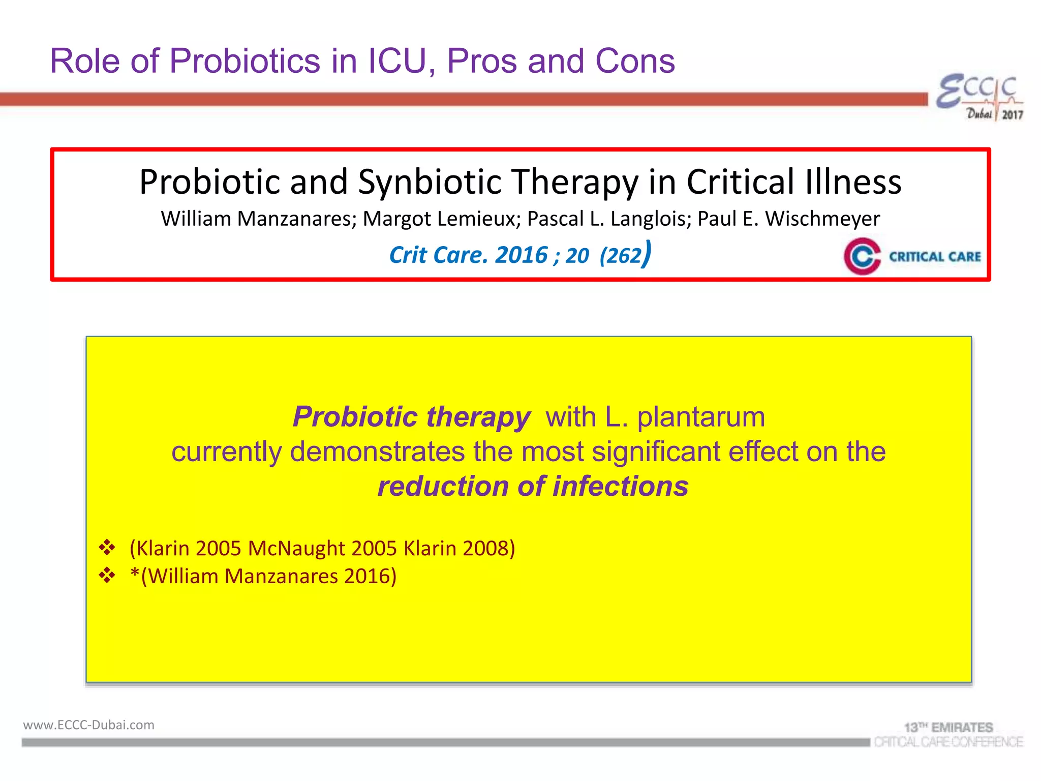 Role of probiotics in ICU pro and cons | PPTX