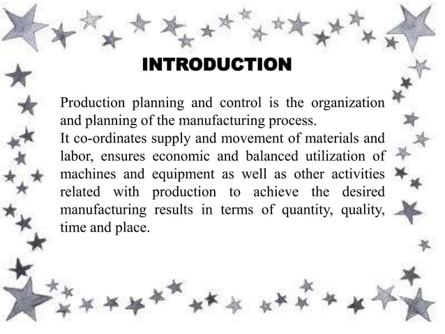 Role of production planning and control in operation management | PPT