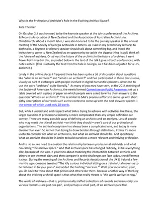 What is the Role of the Professional Archivist in the Evolving Archival ...