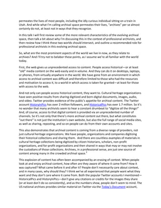 What is the Role of the Professional Archivist in the Evolving Archival ...