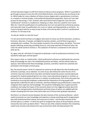 What is the Role of the Professional Archivist in the Evolving Archival ...