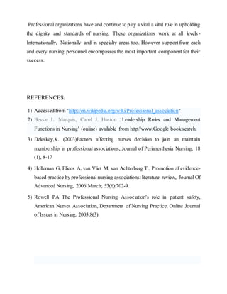 Role of professional associations and unions | DOCX