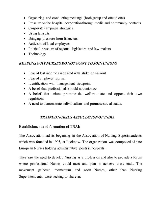 Role of professional associations and unions | DOCX