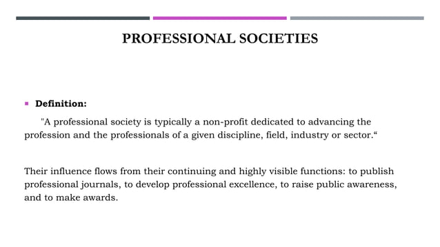 Role of professional societies | PPTX
