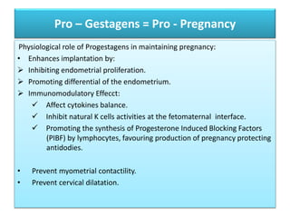 Role of progestogen in miscarriage | PPTX