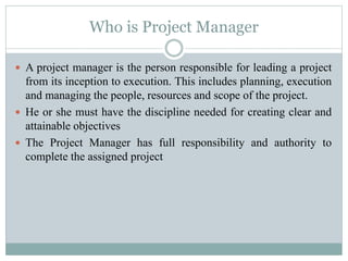 Roles of project manager | PPTX
