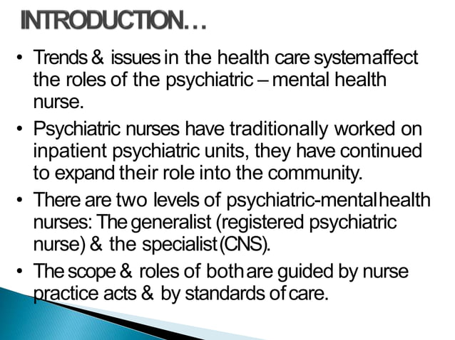 Role of psychiatric nurse marudhar | PPTX | Mental Health | Diseases ...