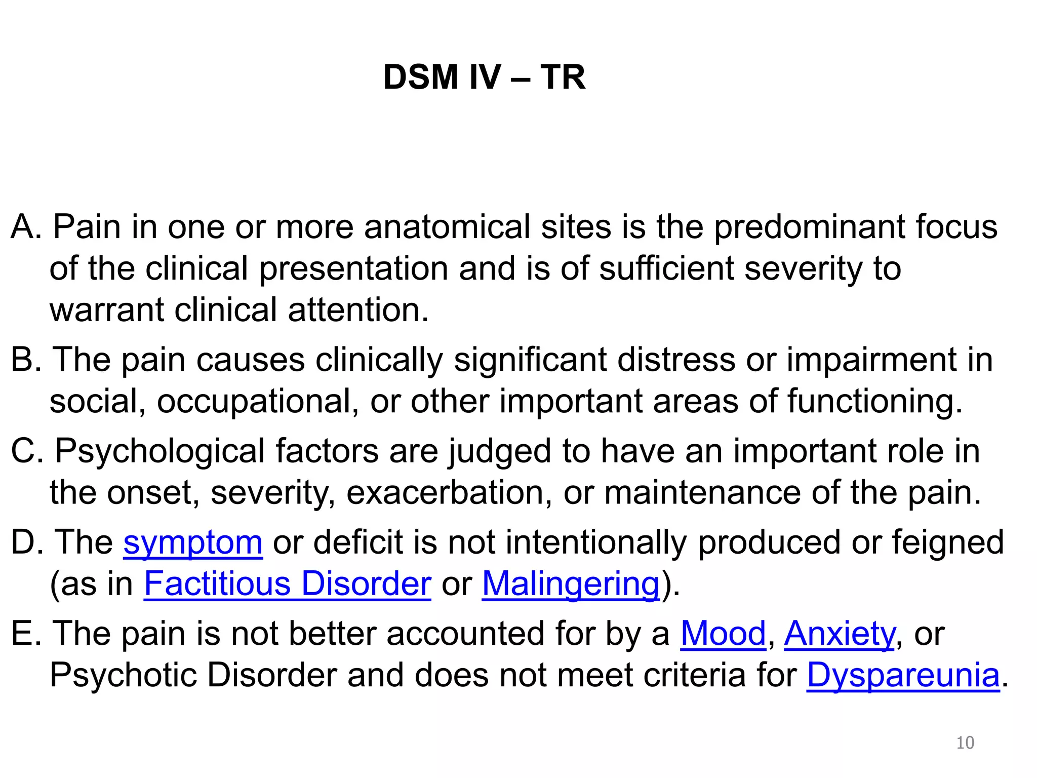 Role of psychiatrist in chronic pain | PPT
