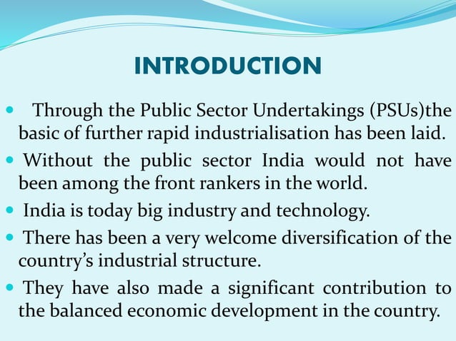 Role of public sector in the development process of Indian economy | PPTX