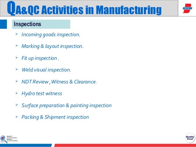 Role of qa&qc in manufacturing presentation