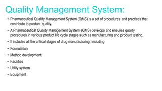 Role of quality assurance in pharmaceutical industry | PPTX